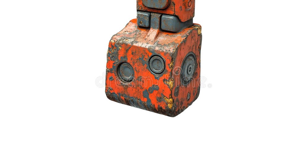 Rustic Industrial Metal Cube with Circular Patterns. Vintage Machinery ...