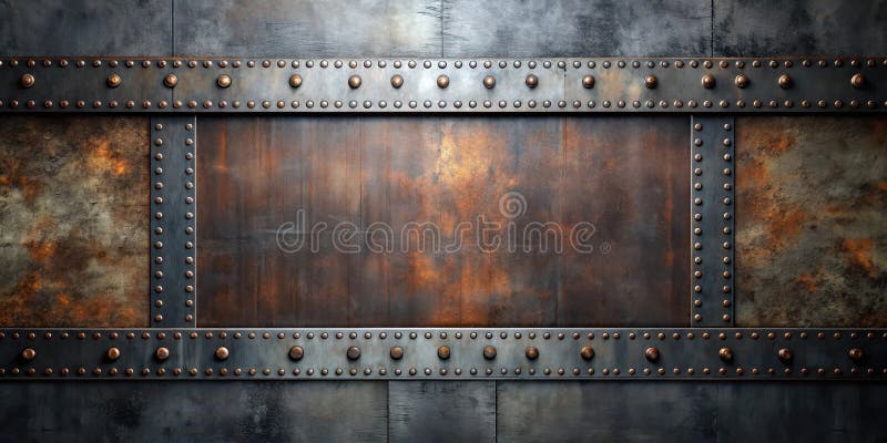 Rustic Industrial Metal Wall Panel with Decorative Rivets and Aged ...