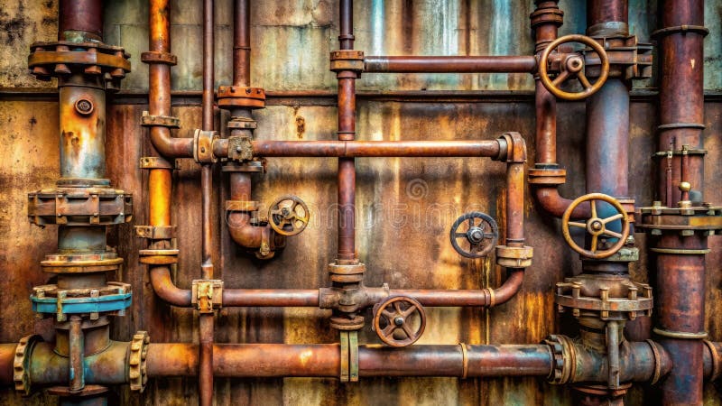 Rustic Industrial Piping System a Complex Network of Weathered Metal ...