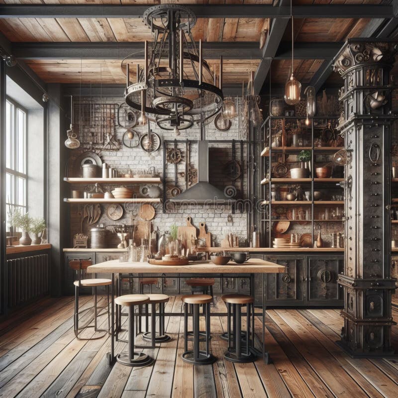 Rustic Industrial Rustic Design with Industrial Elements Lik Stock ...