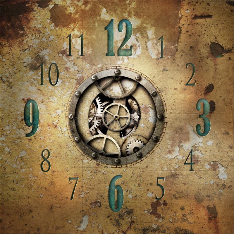 Rustic Industrial Style Clockface Stock Illustration - Illustration of ...