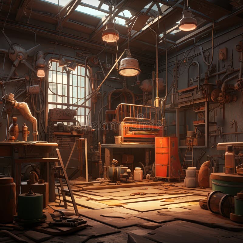 Rustic Industrial Workshop Interior with Tools and Machinery in Unreal ...