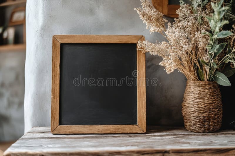 Rustic Interior Decor with Small Blackboard and Dried Flowers Perfect ...