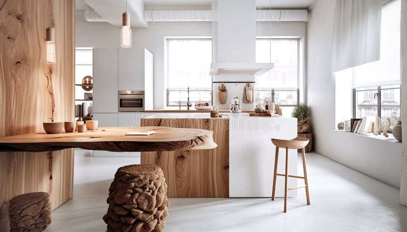 Rustic Interior Design of Kitchen, Dining Table and Chairs. Created ...