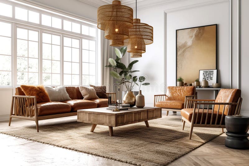 Rustic Interior Design of Modern Scandinavian Living Room. Created with ...