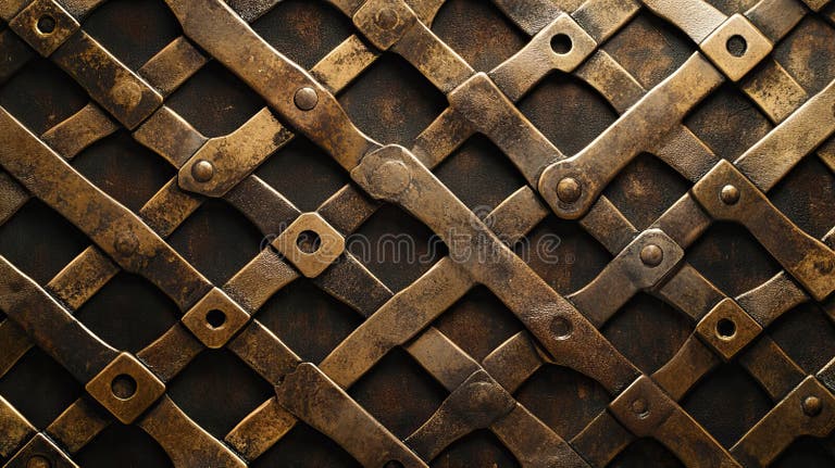 Rustic Interlocking Metal Lattice with Weathered Texture Design Stock ...