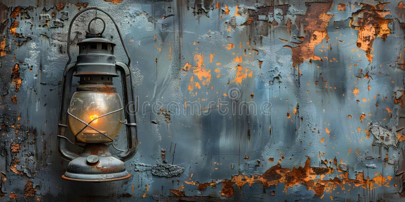 Rustic Iron Lantern on Textured Grey Canvas - Minimalistic Design Stock ...