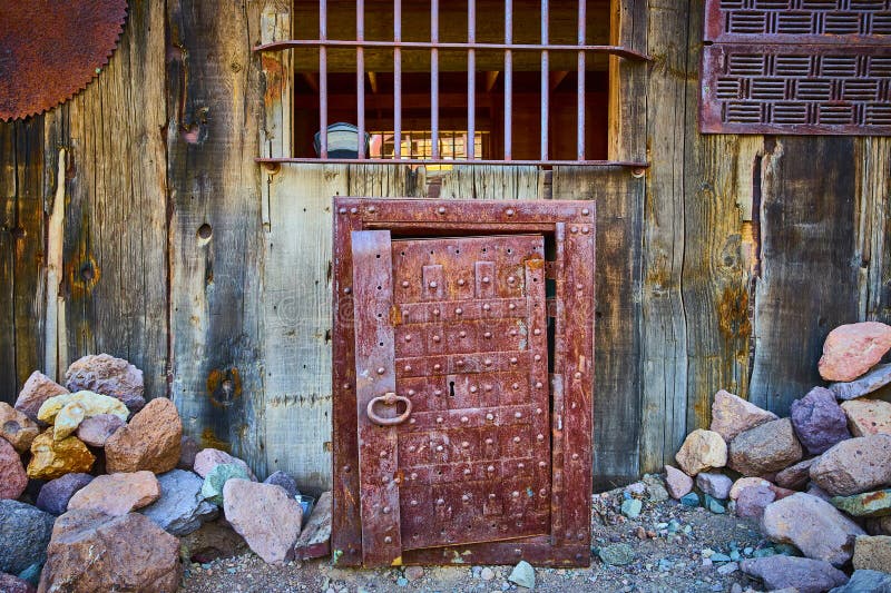 Rustic Iron Safe Door and Wooden Structure in Nelson Ghost Town Low ...