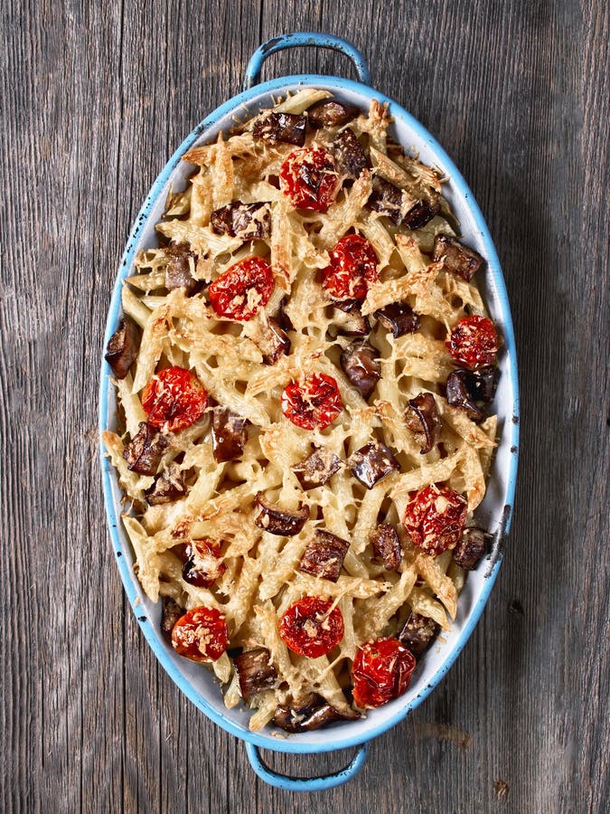 Rustic Italian Baked Penne Pasta Stock Photo - Image of tomato, cheese ...