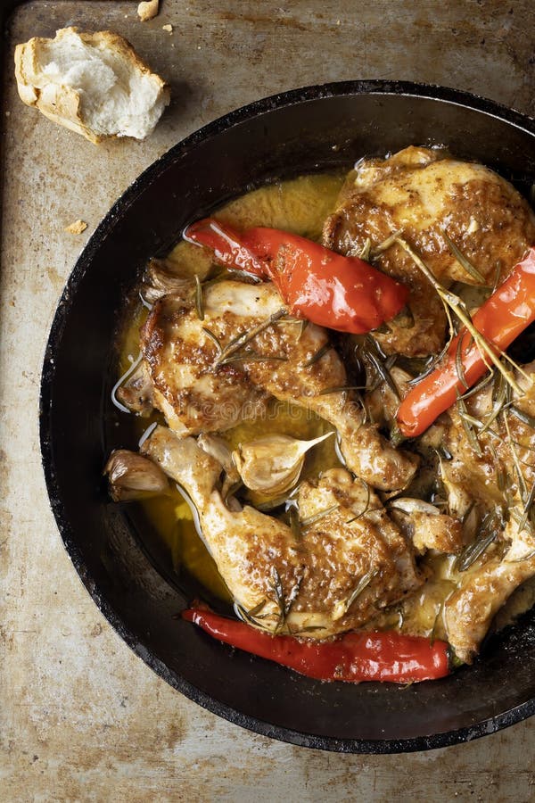 Rustic Italian Golden Tuscan Chicken Stock Image - Image of chili ...