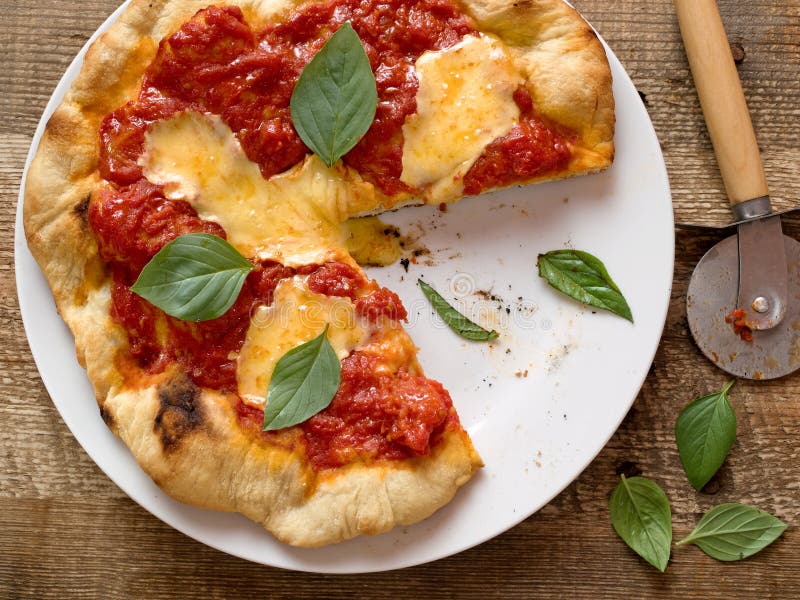 Rustic Italian Pizza Margherita Stock Image - Image of pizza, basil ...