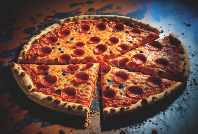 Rustic Italian pizza stock illustration. Illustration of basil - 266529070