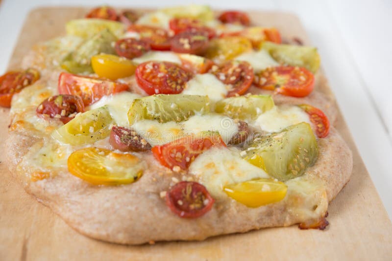 Rustic Italian Pizza with Mozzarella Stock Image - Image of tomato ...