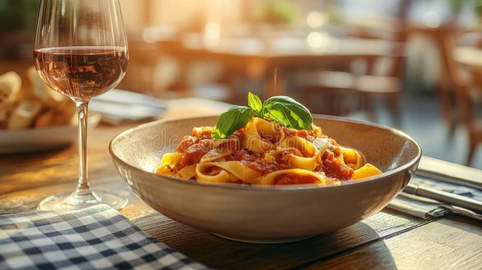 Rustic Italian Table Setting with Sunlight and Traditional Cuisine ...