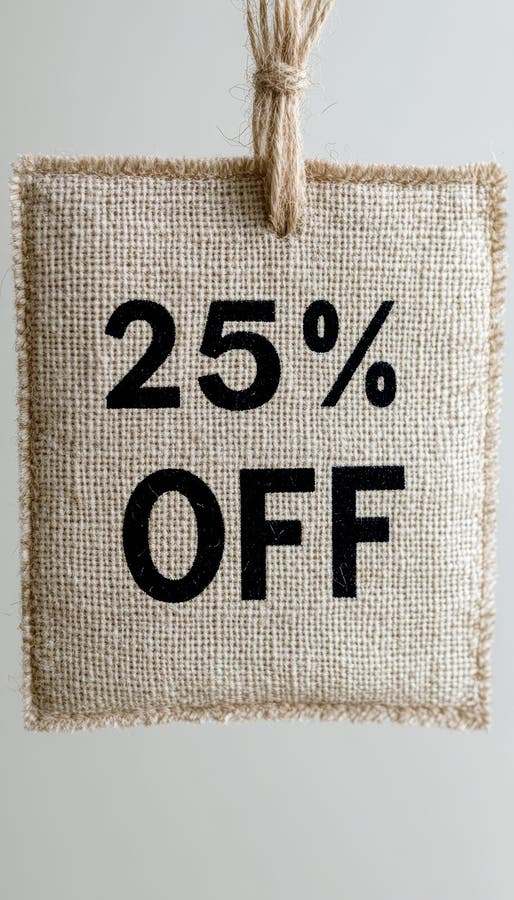 Rustic Ivory Square Tag with 25 OFF Text, Isolated on White, Perfect ...