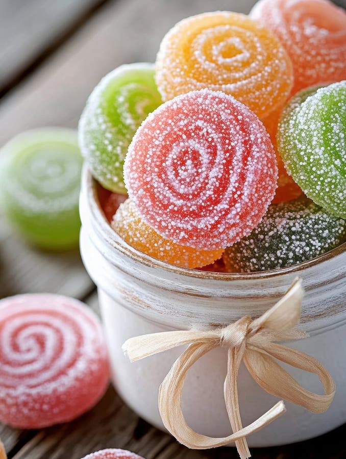 Rustic Jar Filled with Sugar Covered Gummy Sweets Stock Illustration ...