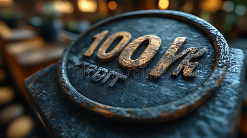 Rustic 100k Milestone Badge, Bar Background, Achievement Stock ...