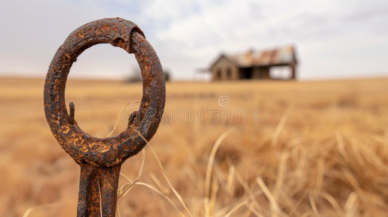 Rustic Key and Abandoned Farmhouse in Autumn Field Stock Photo - Image ...