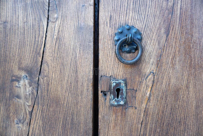 Rustic Key Hole and Door Pull Stock Image - Image of stone, metal: 69131763
