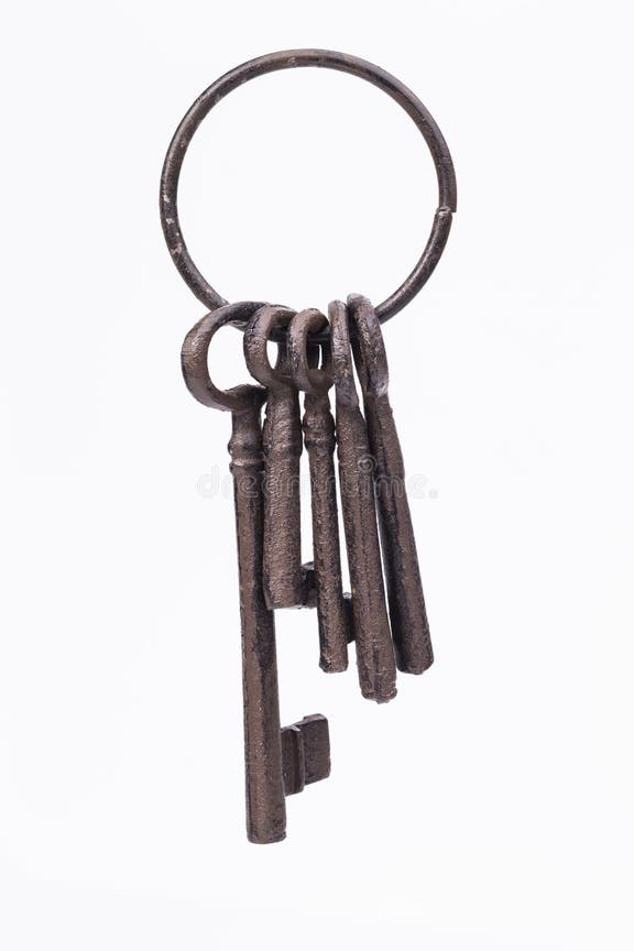 Rustic Key Ring Isolated on White Stock Image - Image of rustic ...