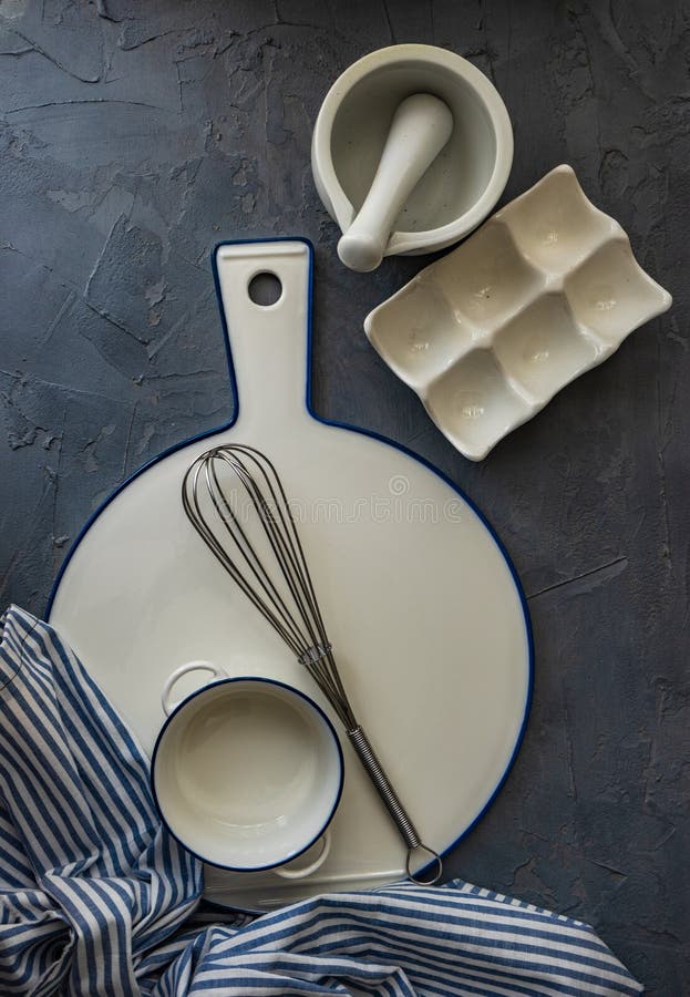 Rustic Kitchen Cooking Stuff Stock Photo - Image of grey, cutting ...