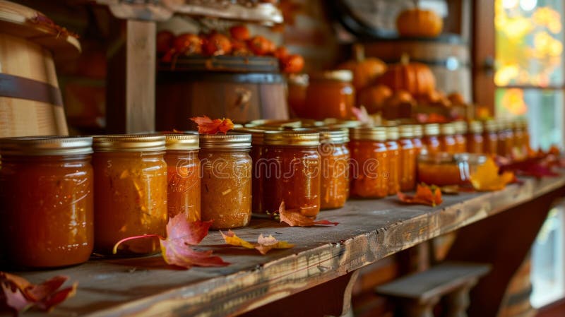 Rustic Kitchen Counter Displaying Homemade Jars of Fresh Preserves in ...