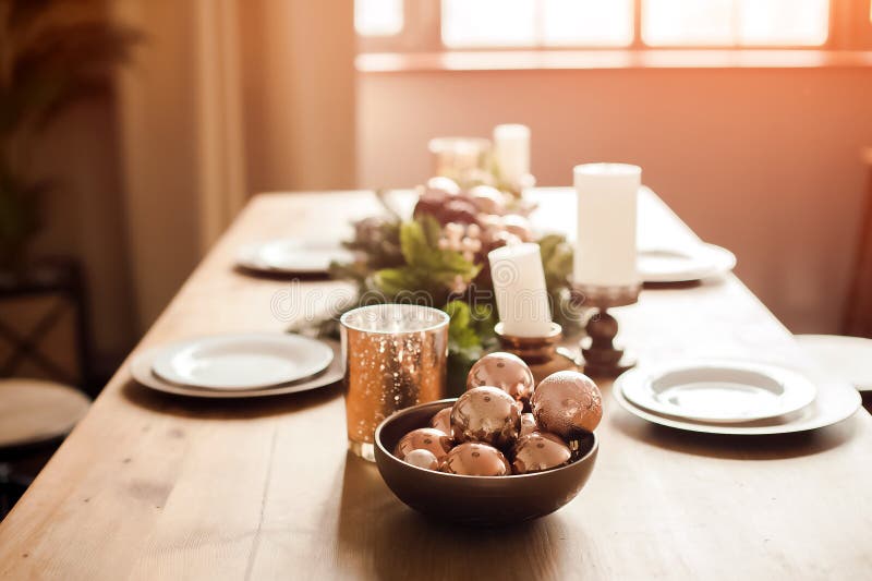 Rustic Kitchen Details for Christmas. Rustic Kitchen Table Setting and ...