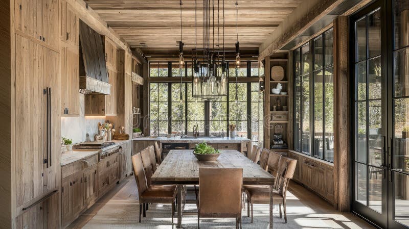 Rustic Kitchen, Dining Area, Mountain View, Wood Design, Home Interior ...