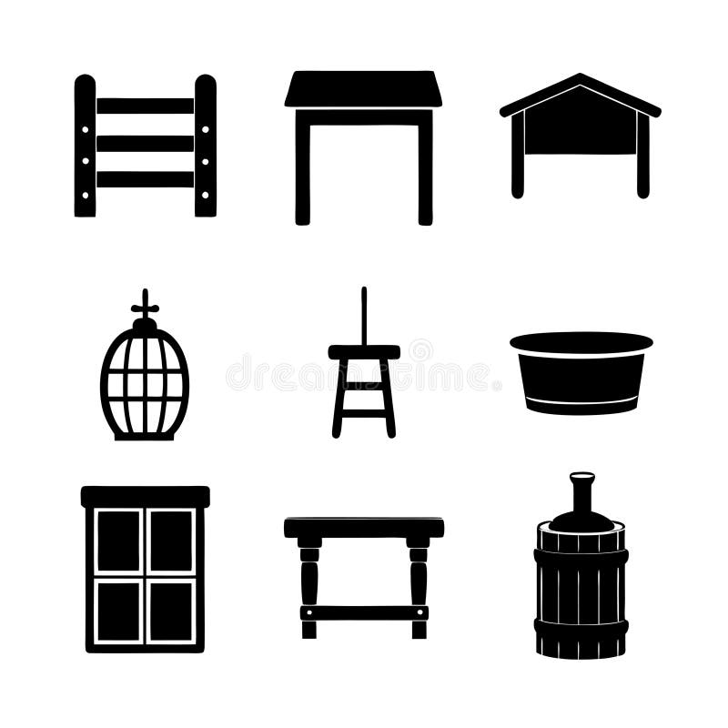 Rustic Kitchen Icons for Design Stock Vector - Illustration of unique ...