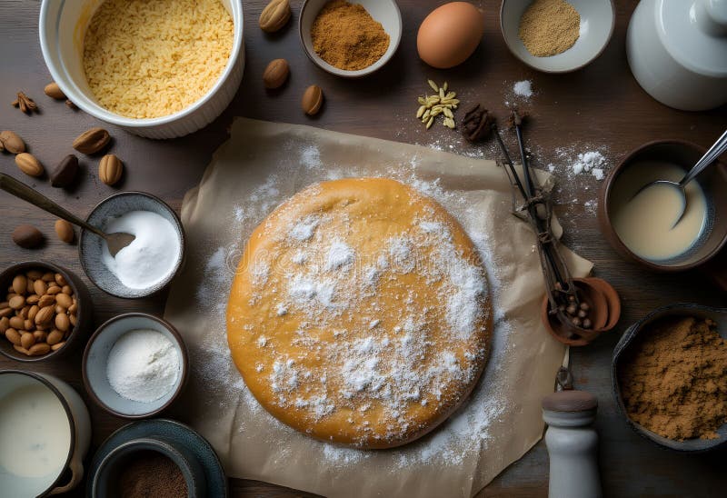 Rustic Kitchen Scene with Baking Ingredients Stock Photo - Image of ...