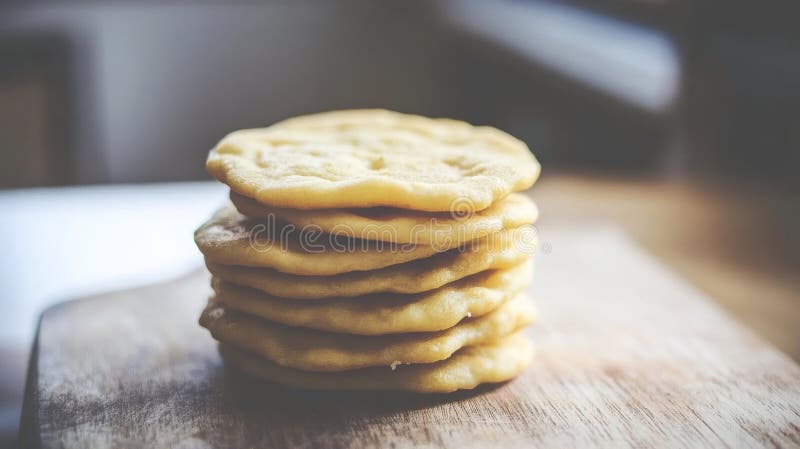 A Rustic Kitchen Setting Features a Wooden Board Stacked with Crispy ...