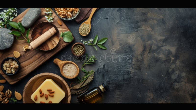 Rustic Kitchen Setup with Herbs and Spices Stock Photo - Image of ...