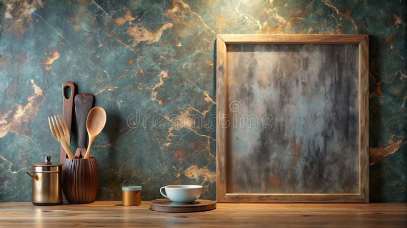 Rustic Kitchen Still Life Featuring Wooden Utensils, a Simple Coffee ...