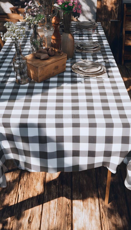 Rustic Kitchen Table Setting in Natural Light Stock Illustration ...