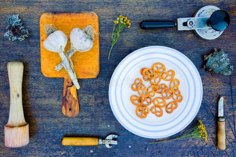 Rustic Kitchen Tools and Food Stock Photo - Image of cooking, country ...