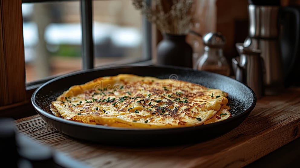 Rustic Kitchen Window, Pancakes, Herbs, Breakfast Stock Image - Image ...