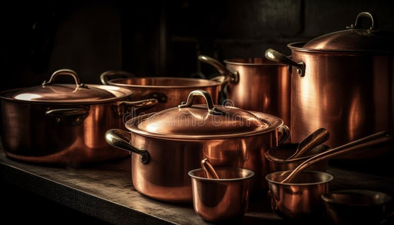 Rustic Kitchenware Set Pots, Pans, and Ladles Made of Metal Generated ...