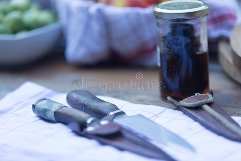 Cutting and Cooking Essentials Stock Photo - Image of background, knife ...