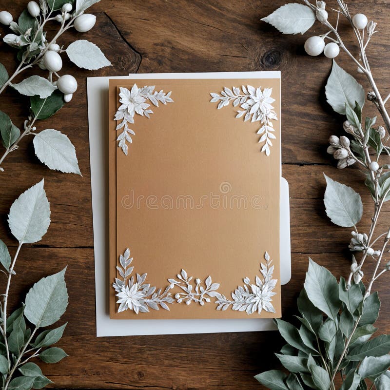 Rustic Kraft Winter Card with Delicate White Snowflake Border and ...