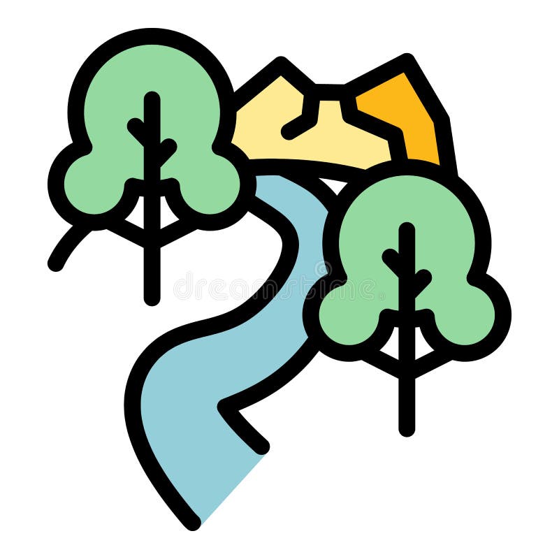 Rustic Landscape Icon Color Outline Vector Stock Vector - Illustration ...