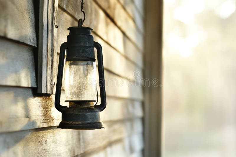 Rustic Lantern Hanging on Wooden Porch Wall Stock Photo - Image of outdoor, rustic: 357279840