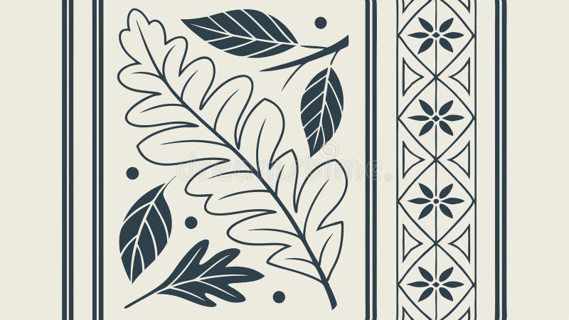 Rustic Leaf Pattern Border, Natural Farmhouse Style, Vector Design ...