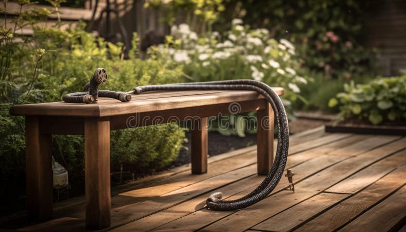Rustic Leather Bench Seat on Forest Deck Generated by AI Stock ...