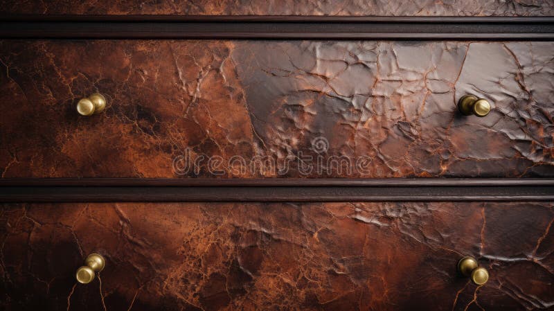 Rustic Leather Dresser with Dark Marble Metallic Knobs Stock ...