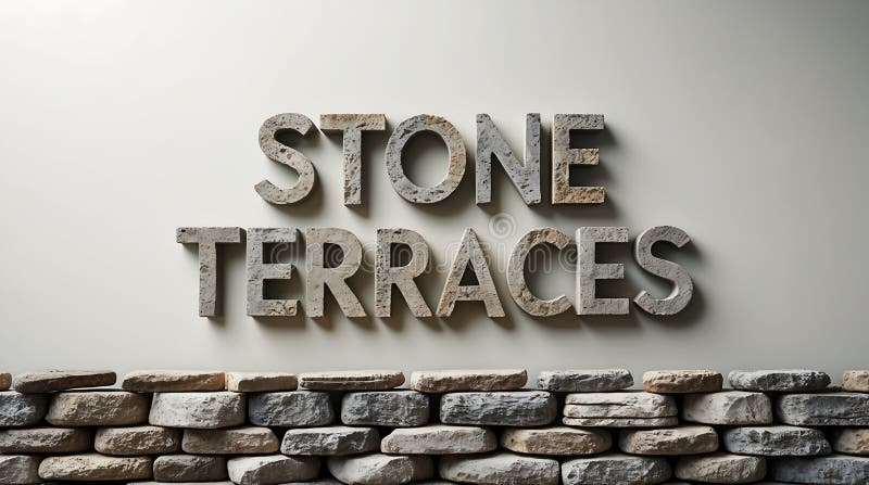 Stone Terraces Feature Rustic Lettering and Natural Stone Elements on a ...