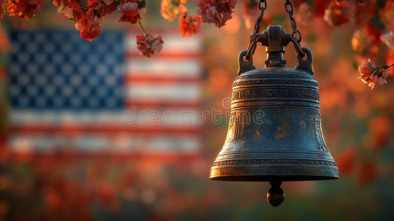 Rustic Liberty Bell with American Flag in Background Generative AI ...