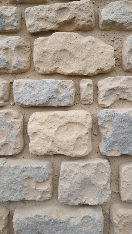 Rustic Limestone Wall in Soft Beige and Gray Hues with Irregular Shapes ...