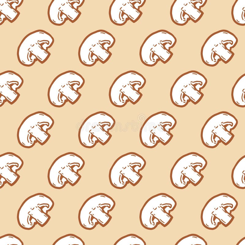 Rustic Line Art Mushroom Medley Pattern Stock Illustration ...