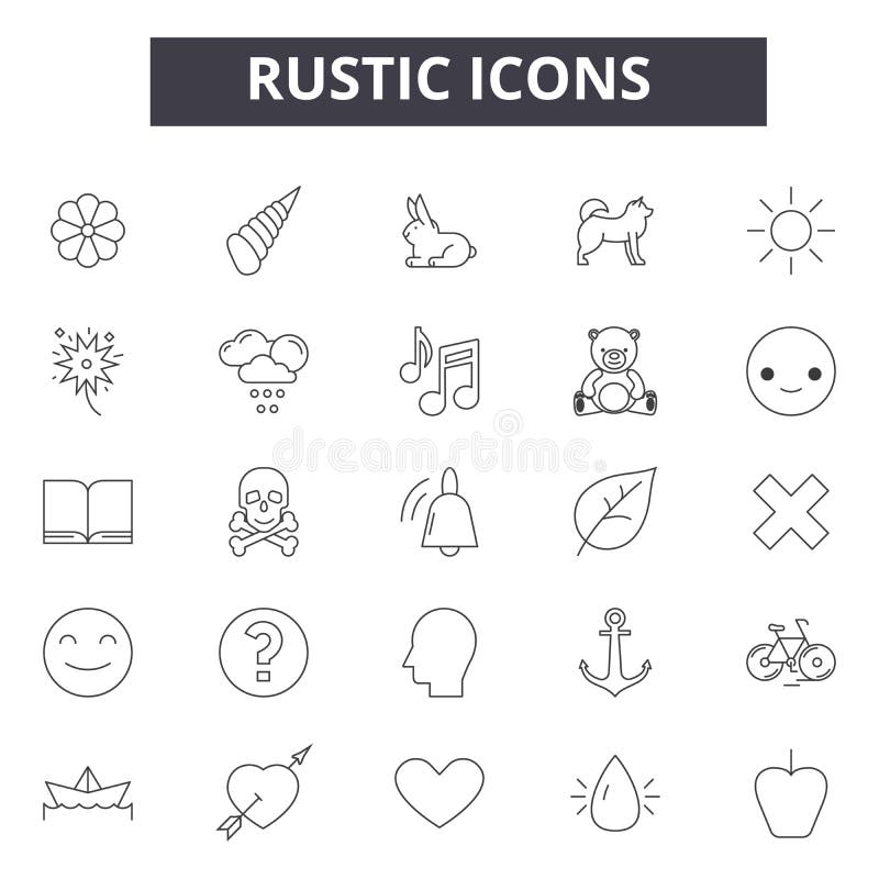 Rustic Line Icons, Signs, Vector Set, Outline Illustration Concept ...