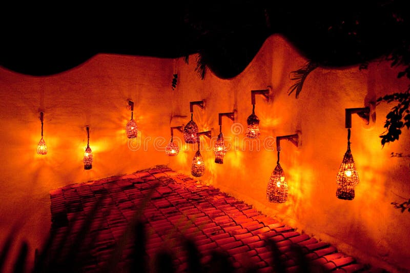 Rustic Lit Hanging Lanterns Stock Image - Image of glow, colour: 13522639
